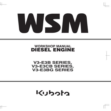 Kubota v3 e3 bg series diesel engine service repair manual | PDF