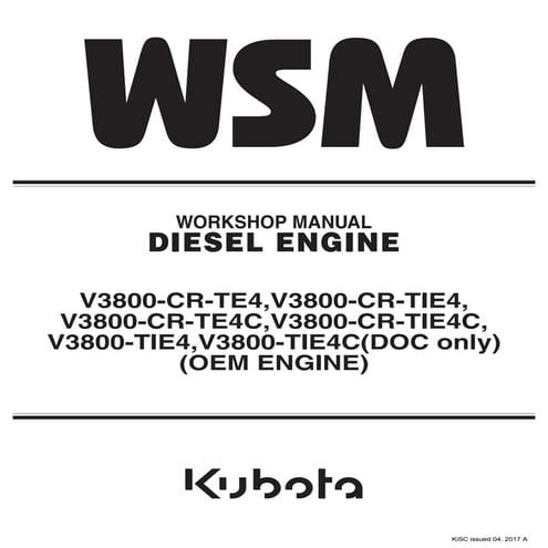 Kubota v3800 cr-te4 c diesel engine service repair manual | PDF