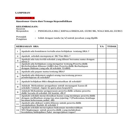 Kuesioner a (1) | DOC