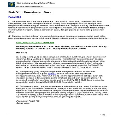 Kuhp bab-xii-pemalsuan-surat | PDF