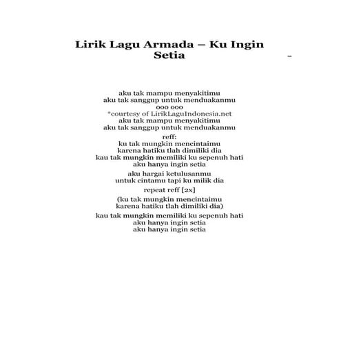 Ku ingin setia | ODT