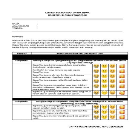 Kuisioner tk sd i-ii | DOCX