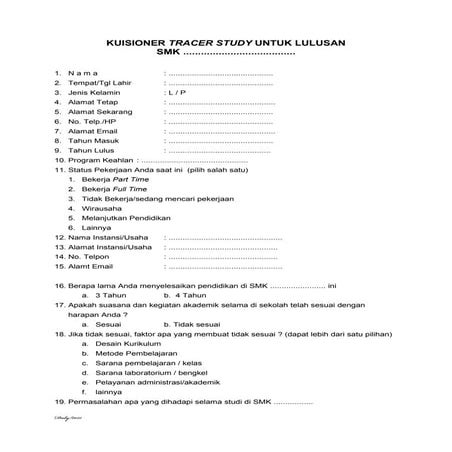 Kuisioner tracer study untuk lulusan | PDF