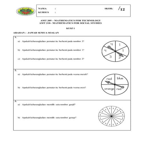 KUIZ 1 MATHS FOR TECH SEM 3 | PDF