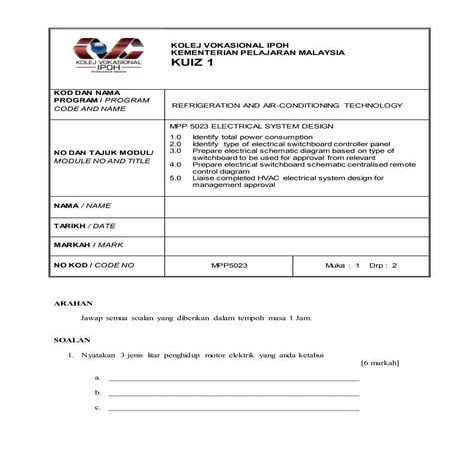 Kuiz Electrical system design | PDF