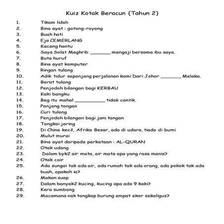 Kuiz BM Tahun 2 | PDF