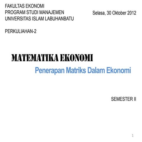Matematika ekonomi (Keuntungan Maksimum) | DOCX