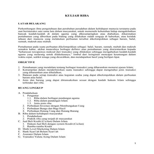 Riba dan Kegiatan Ekonomi yang terintegrasi | PDF