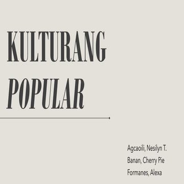 kulturang-popular (Manipesto, Patalastas, Soap Opera) | PDF