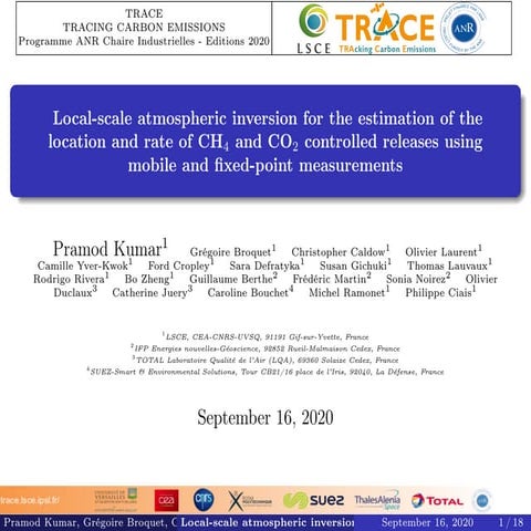 Kumar, Pramod: Local-scale atmospheric inversion for the estimation of ...
