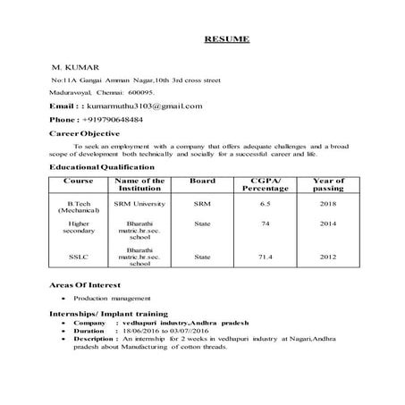 Kumar resume 1 | PDF