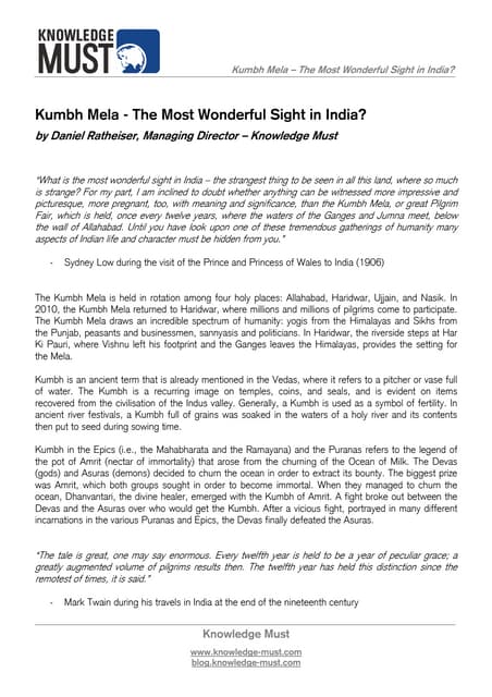 Kumbh Mela, The largest gathering in the World. | PPT