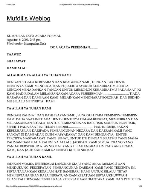 Doa Pembukaan Kegiatan | RTF