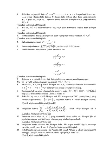 Soal olimpiade-matematika-tk-provinsi-2009 | PDF