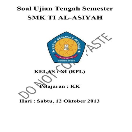 Kumpulan soal uts kelas xi sabtu kelas rpl | DOCX