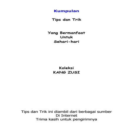 Kumpulan tips dan trik yang bermanfaat untuk sehari hari | PDF