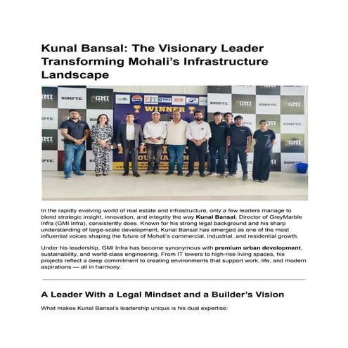 Kunal Bansal_ The Visionary Leader Transforming Mohali’s Infrastructure ...