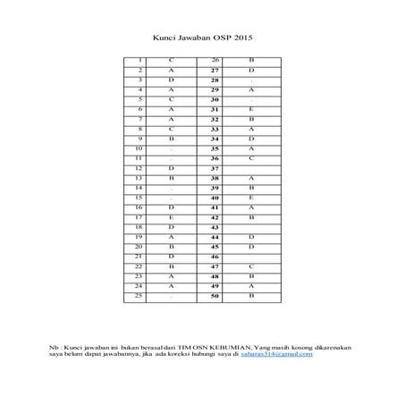 Kunci OSP Kebumian 2015 | DOCX