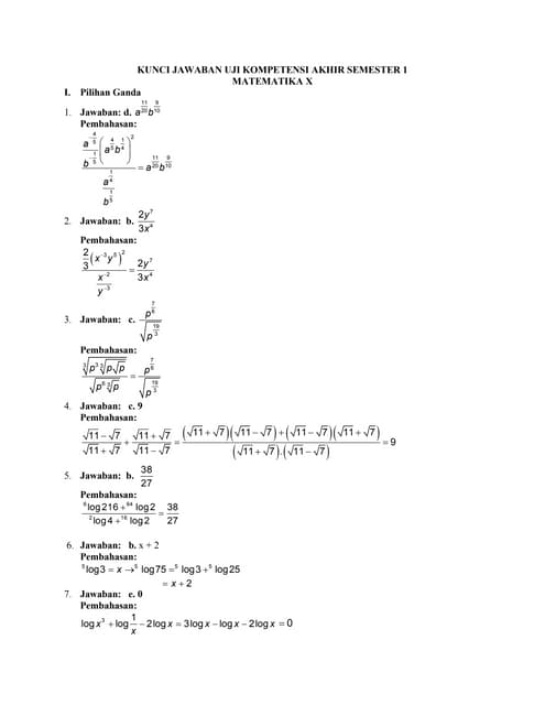 Contoh soalan dan jawapan Algebra | DOC | Homework and Study | Education