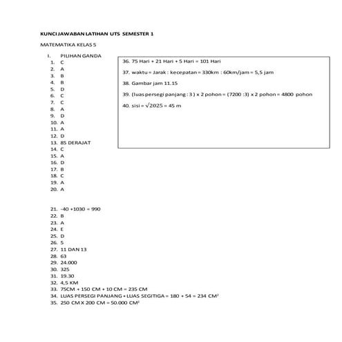 Kunci jawaban latihan uts semester 1 | DOCX