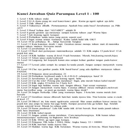 Kunci jawaban quiz parampaa level 1 | DOCX