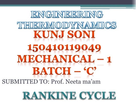 Regenerative rankine cycle - Complete Overview | PPT