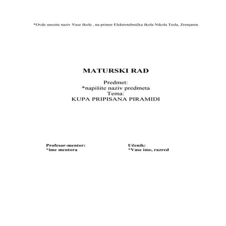 Kupa pripisana piramidi maturski | DOC