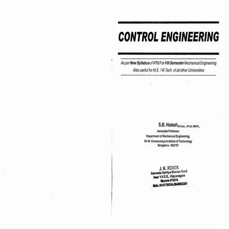 control engineering by sb halesh | PDF