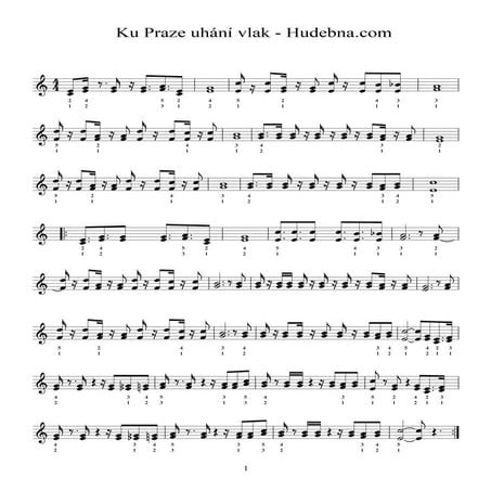 Ku Praze uhání vlak - noty pro akordeon | PDF