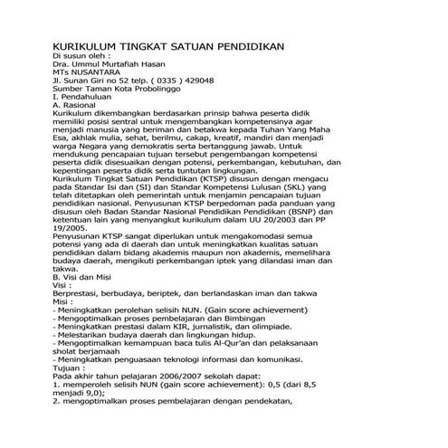 Kurikulum tingkat satuan pendidikan | DOCX