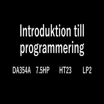 HT23 - DA354A - Kursintroduktion | PPT