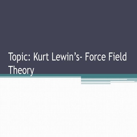 Kurt lewin’s force field theory | PPTX