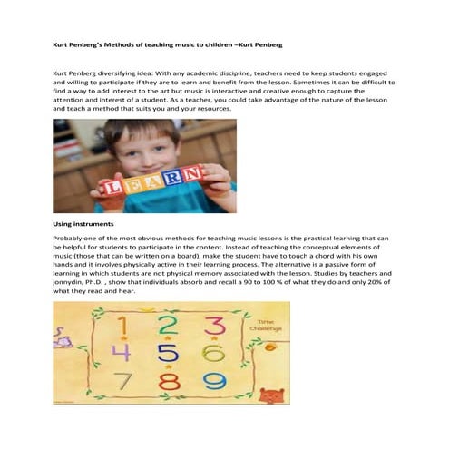 Kurt penberg’s methods of teaching music to children – kurt penberg | DOCX