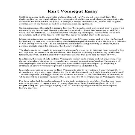 Kurt Vonnegut Essay | PDF