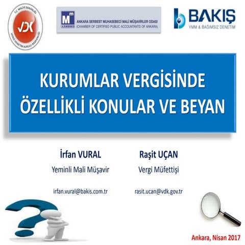 Kurumlar Vergisinde Özellikli Konular ve Beyan Ankara | PPT