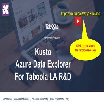 Kusto (Azure Data Explorer) Training for R&D - January 2019 | PPTX