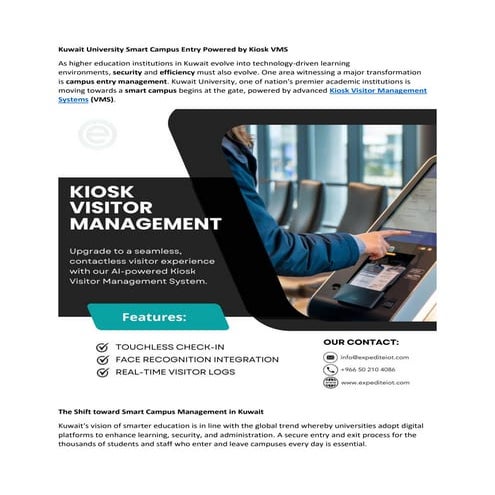 Kuwait University - Smart Campus Entry, Powered by Kiosk VMS.pdf