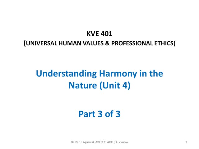 HUMAN VALUES AND ETHICS -ORDER OF NATURE AND THEIR INTERCONNECTEDNESS ...