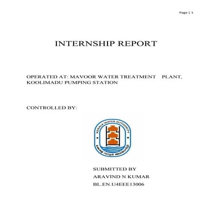 KWA Kerala Water Authority Internship Project Report | PDF