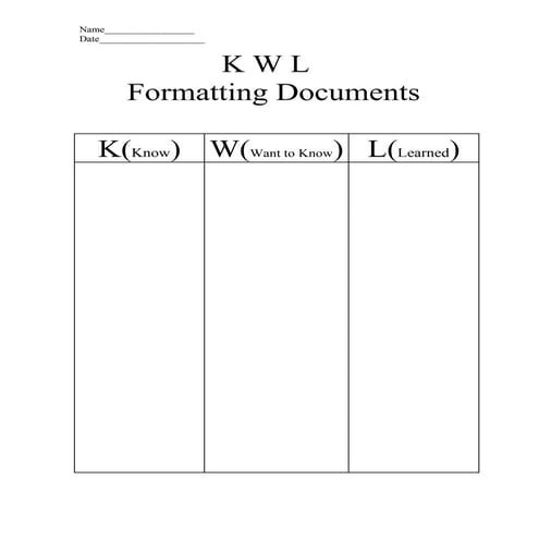 K W L | DOC | Desktop Publishing | Computer Software and Applications