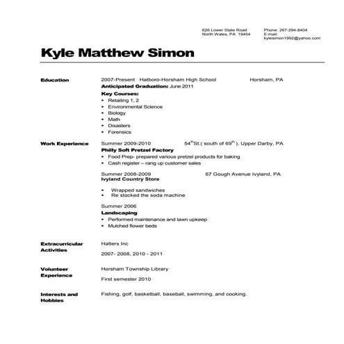 Kyle simon resume | DOCX