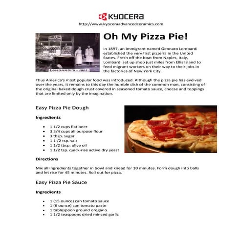 Oh My Pizza Pie! Easy Pizza Recipe | PDF