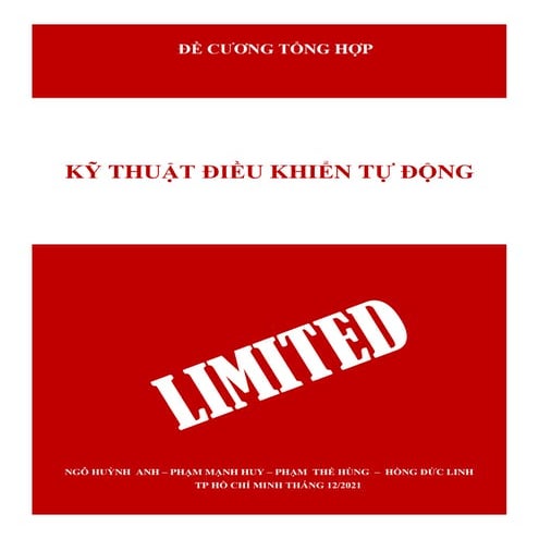 KY THUAT DIEU KHIEN TU DONG, NGO HUYNH ANH – PHAM MANH HUY – PHAM THE HUNG – HONG DUC LINH | PDF
