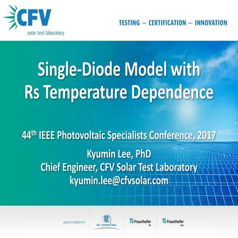 Improving the PV Module Single-Diode Model Accuracy with Temperature Dependence of the Series ...