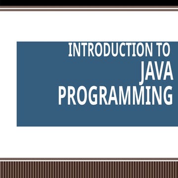 Lesson 1: Introduction to Java Programming | PPTX
