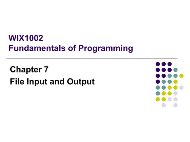 File Input And Output In Java Programing Language Ppt