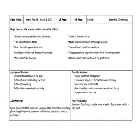 Listening: Dinosaurs, Dinosaur Q and A, Use of Simple Past, Use of ...