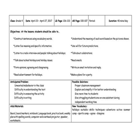 Learning Plan: Looking backwards and forwards, Holiday Fun, Future ...