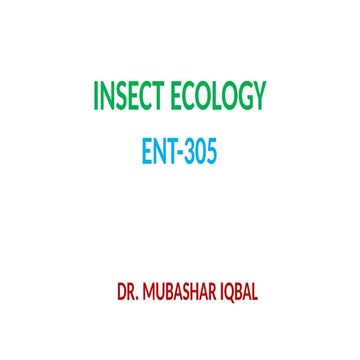 L-1 Insect Ecology (entomology )(Ent-305) | PPTX
