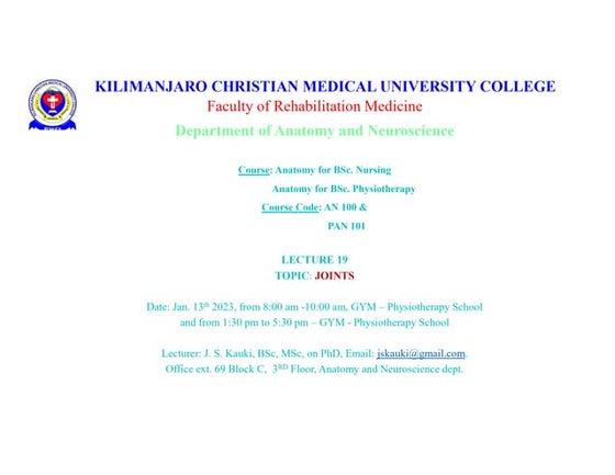 ANATOMY & PHYSIOLOGY OF JOINT | PPT